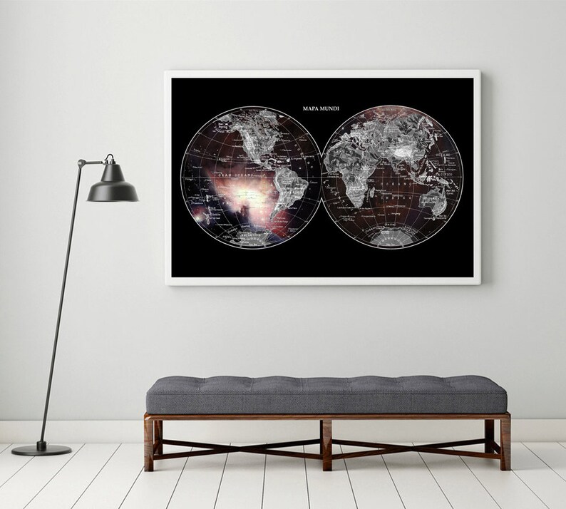World Map and Stars in the Sky Giclee Fine Art Print Wall - Etsy