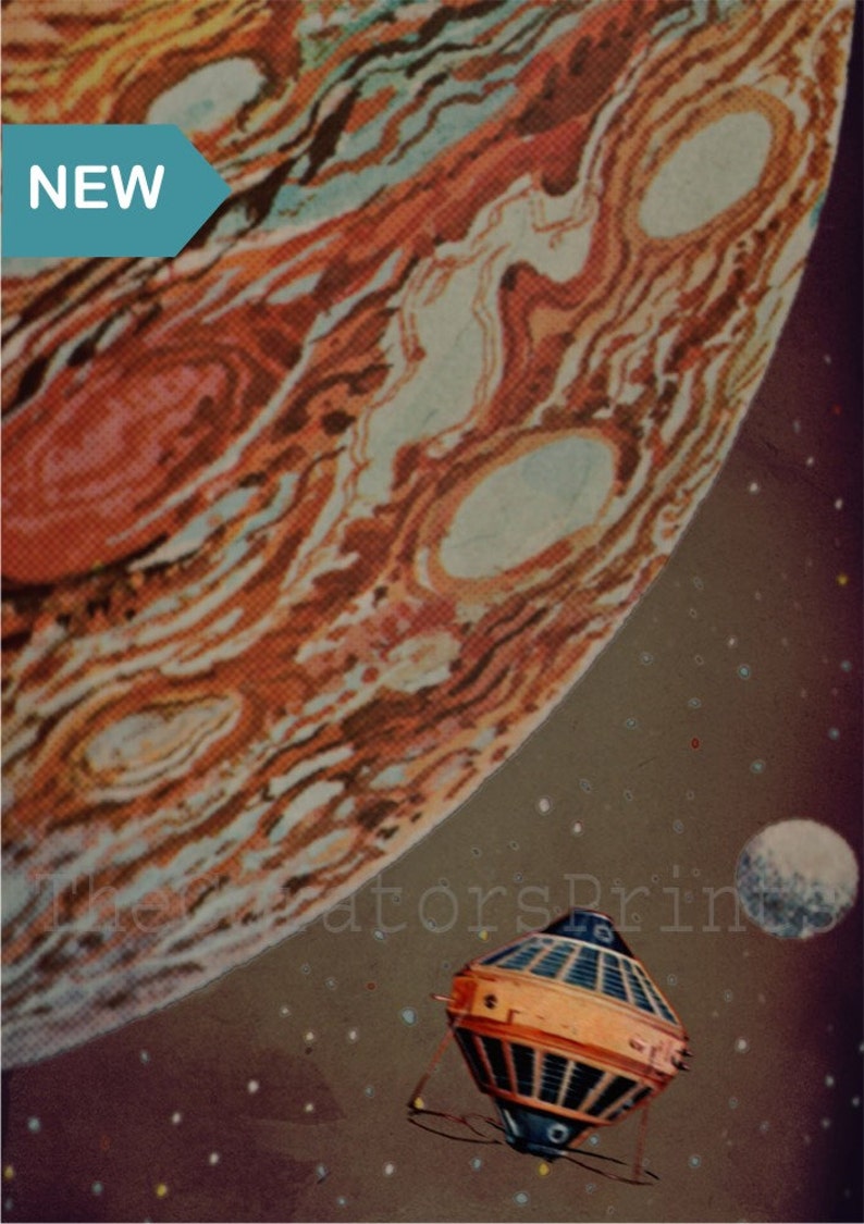 Wall art Space travel to Mars Vintage Style Print home decor | Etsy