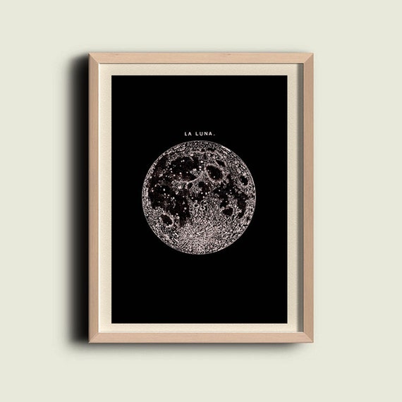 Full Moon in the Dark Print Poster Astronomy Wall Art Luna | Etsy