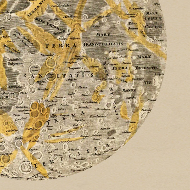 Astronomy Print Poster Lunar Maps Atlas Coelestis Tabula Selenographica ...