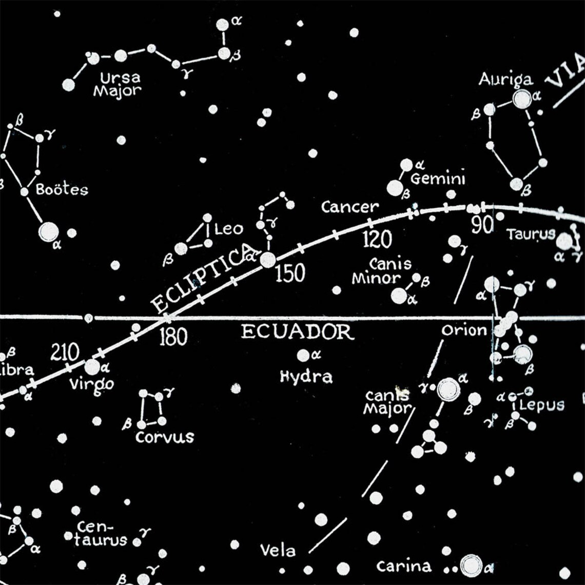 Print Poster Star Map Constellations Celestial Ecuador and | Etsy