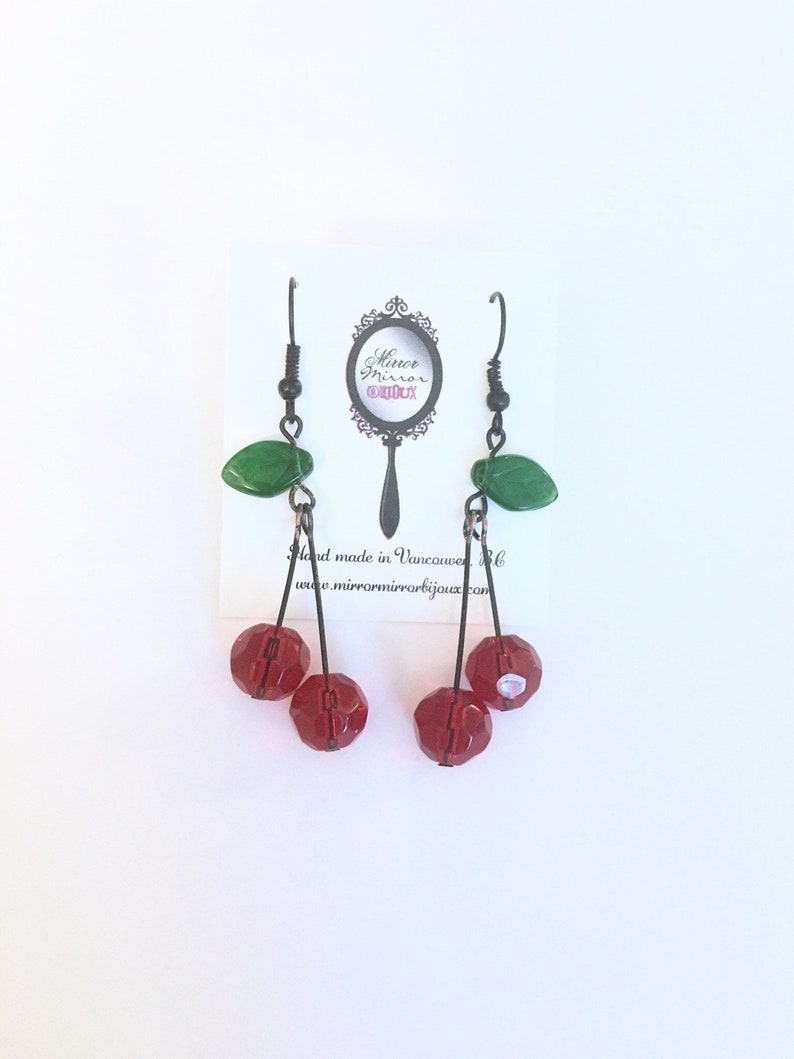 Cherry Necklace on Black Chain Mid Century Modern Vintage - Etsy