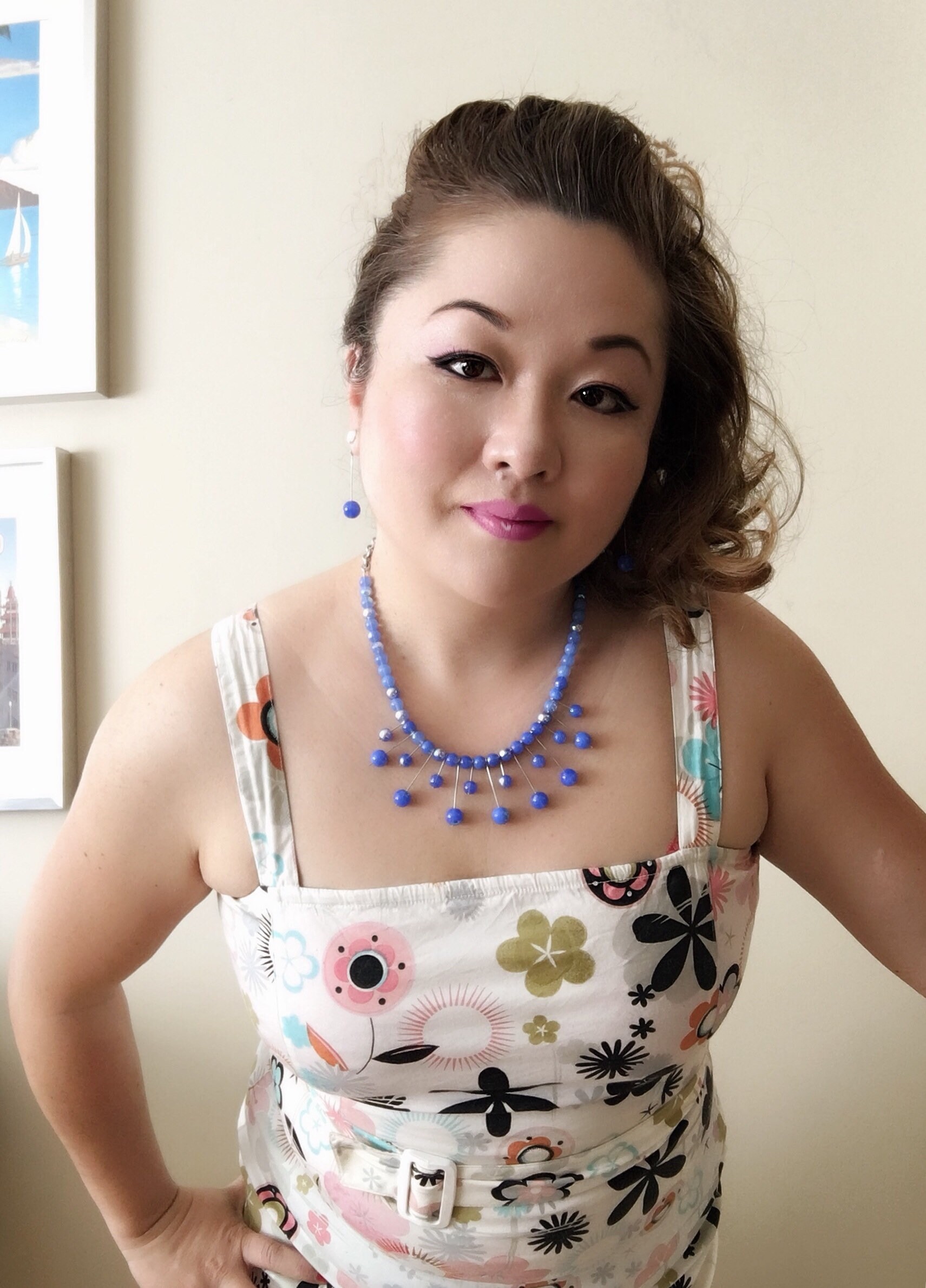 Blue Mid Century Modern Style Atomic necklace set Rockabilly | Etsy