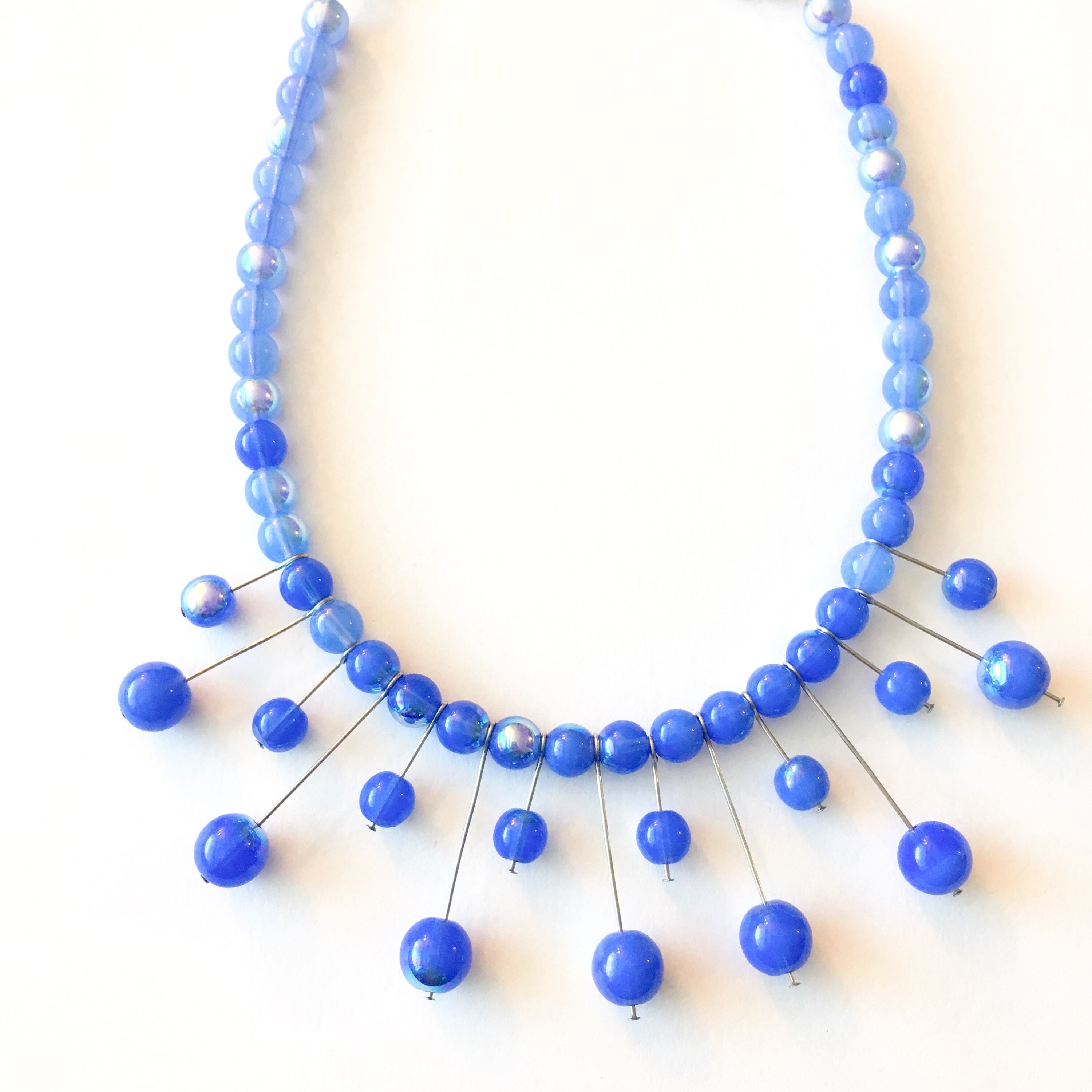 Blue Mid Century Modern Style Atomic necklace set Rockabilly | Etsy