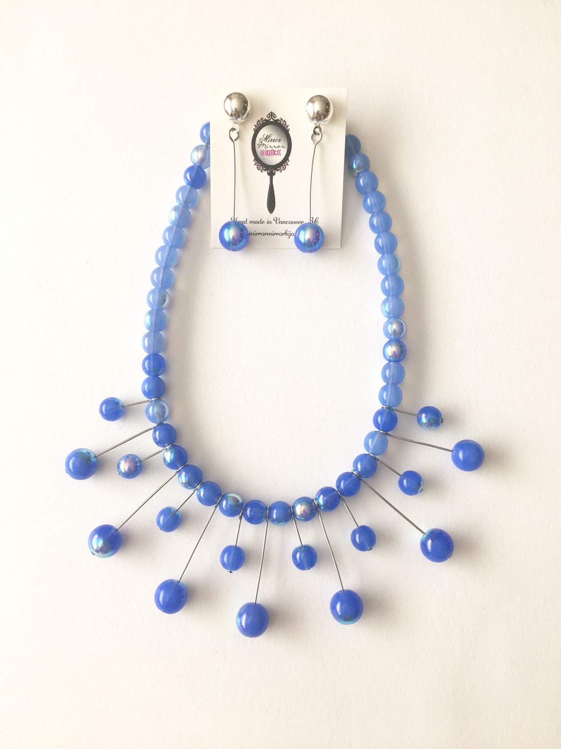 Blue Mid Century Modern Style Atomic Necklace Set Rockabilly - Etsy