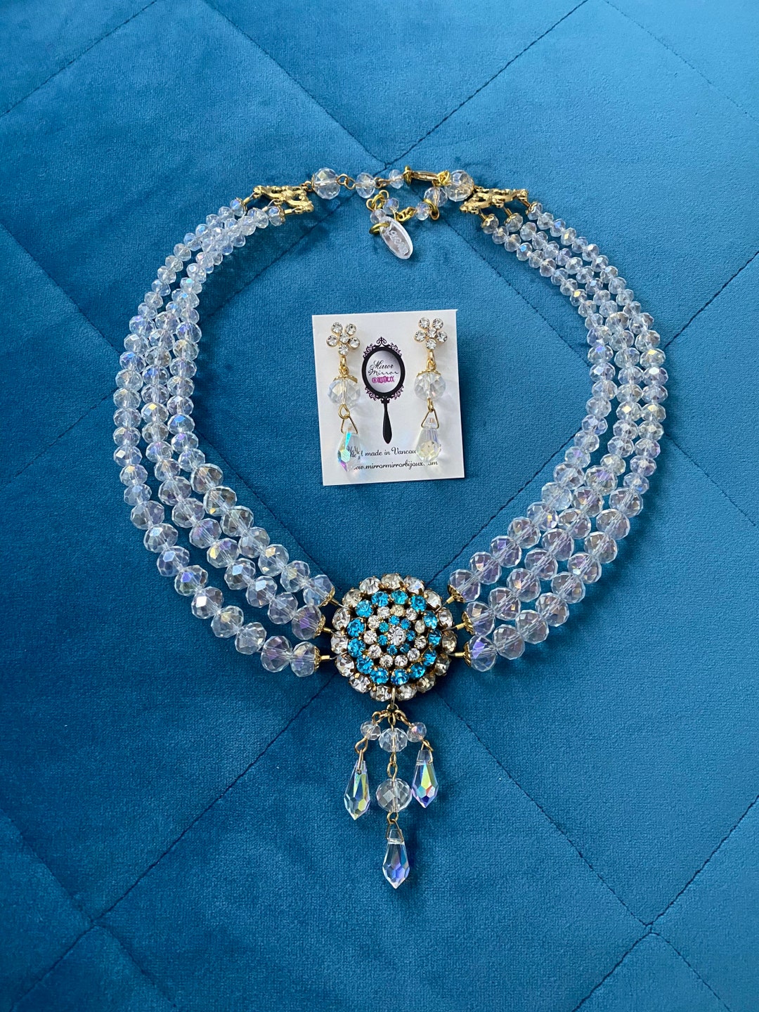 Queen Charlotte Regency Jewelry Bridgerton Blue Topaz Crystal Necklace ...