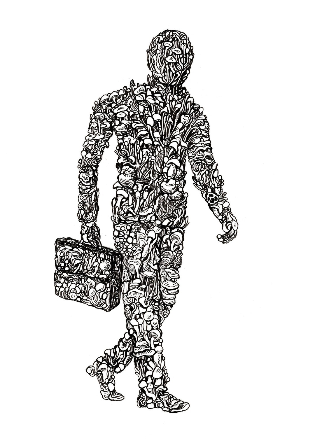 Mushroom Man Fungi Wall Art Print Mycelial Network Executive 8.5x11 ...