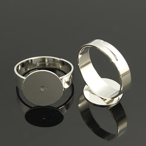 Silver Plated Rings-20pcs Metal Adjustable Ring Base With 8mm - Etsy