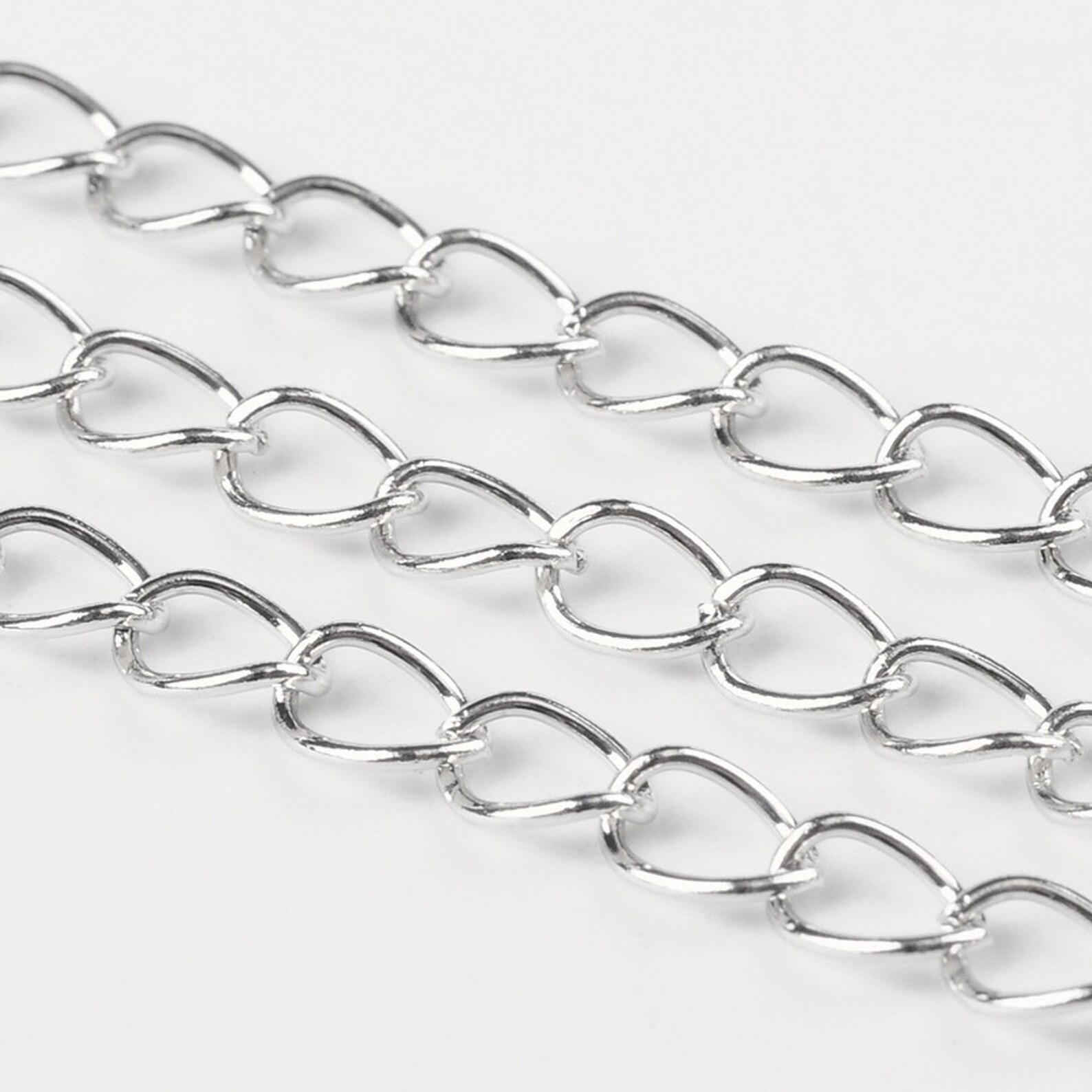 Silver Side Twist Curb Chain 6mm X 3mm - Etsy