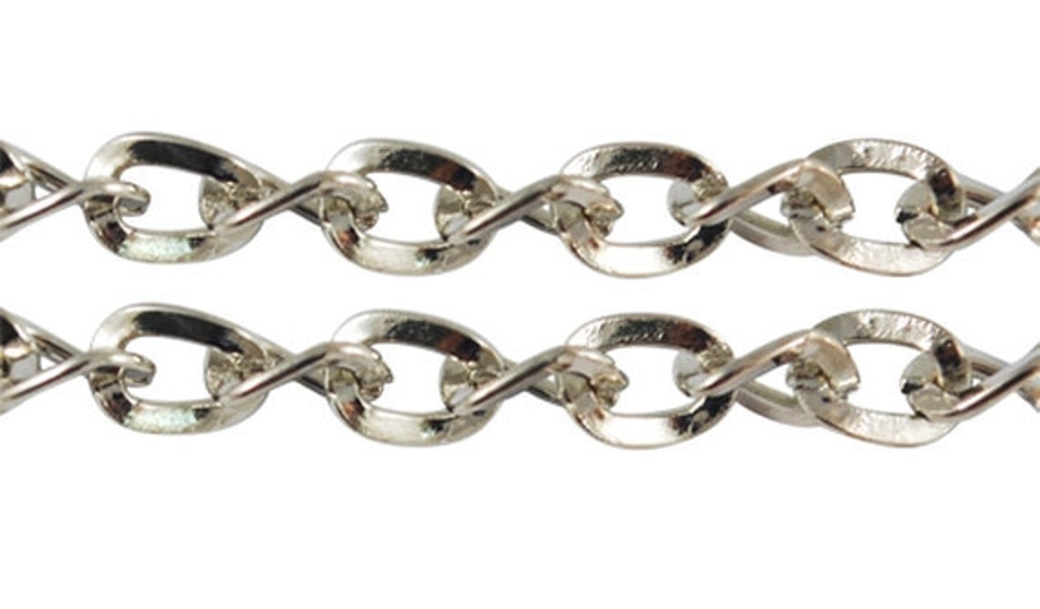 Silver Wide Link Side Twist Fancy Curb Chain - Etsy