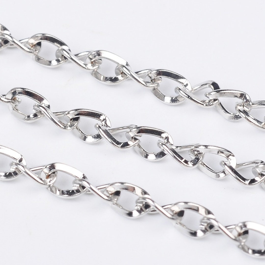 Silver Wide Link Side Twist Fancy Curb Chain - Etsy