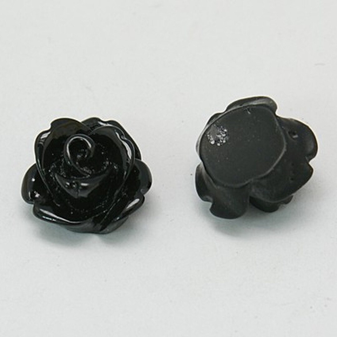 Midnight Black Resin Rose Cabochons 10mm - Etsy