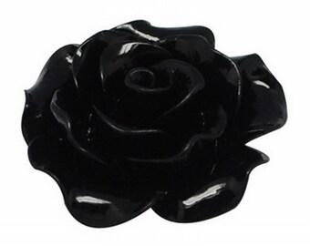 Midnight Black Resin Rose Cabochons 10mm | Etsy