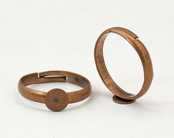 Antique Copper Adjustable Ring Blank Base 10mm LG | Etsy