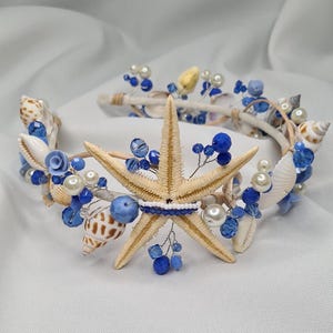 Mermaid Tiara, Blue Seashell Crown, Beach Wedding Hair Accessory ...