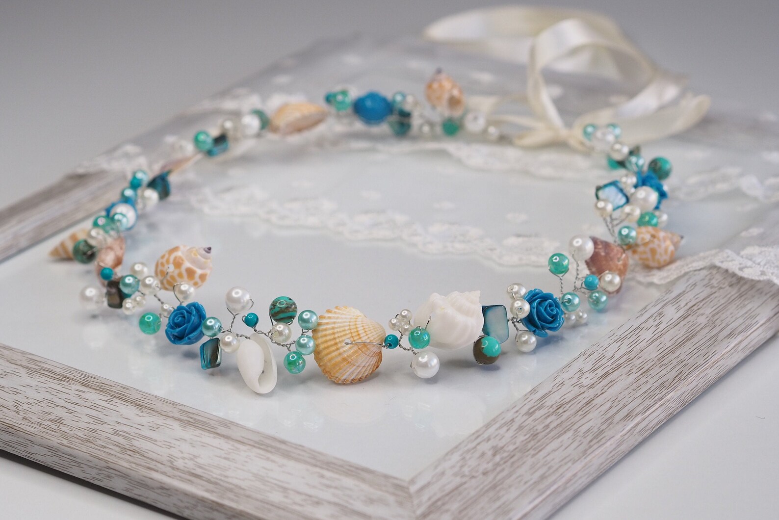 Sea shells hair accessory Blue mermaid crown Nautical | Etsy