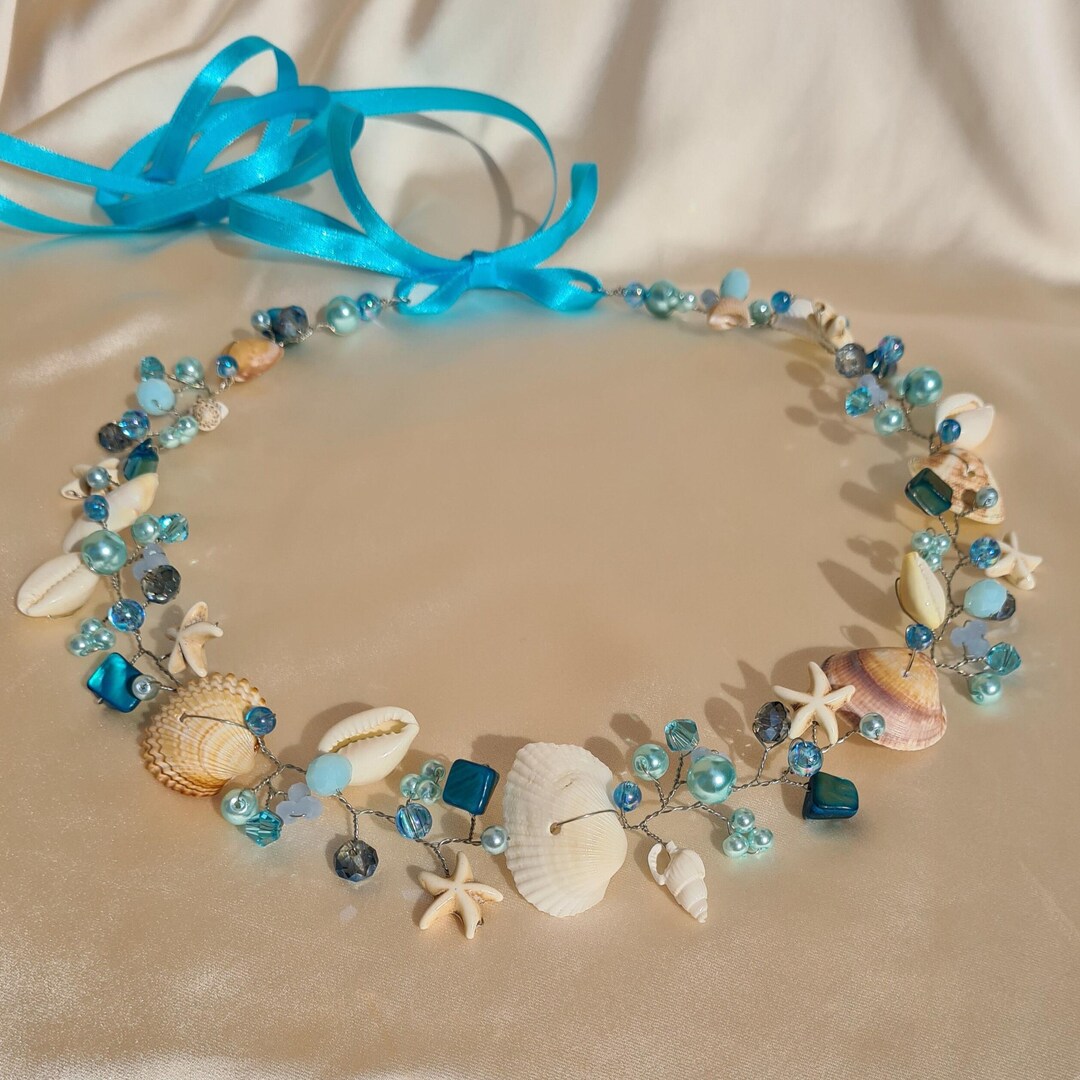 Seashell Headpiece, Beach Hair Accessory, Blue Shells Tiara, Mermaid ...
