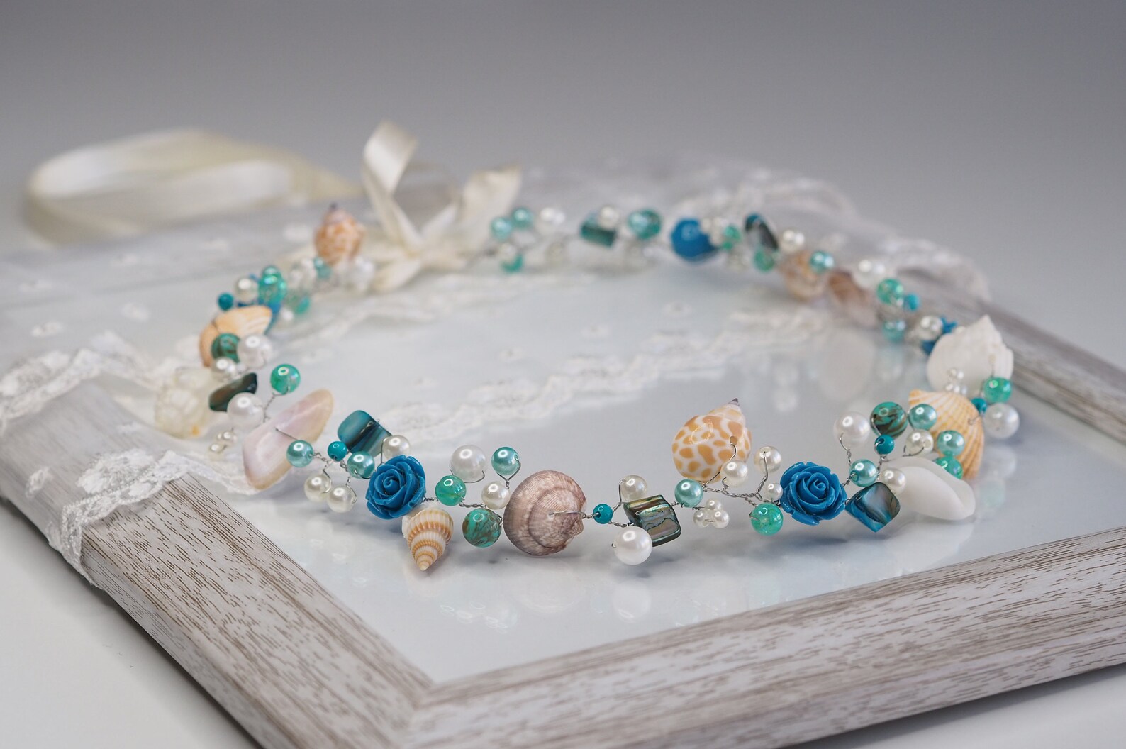 Sea shells hair accessory Blue mermaid crown Nautical | Etsy