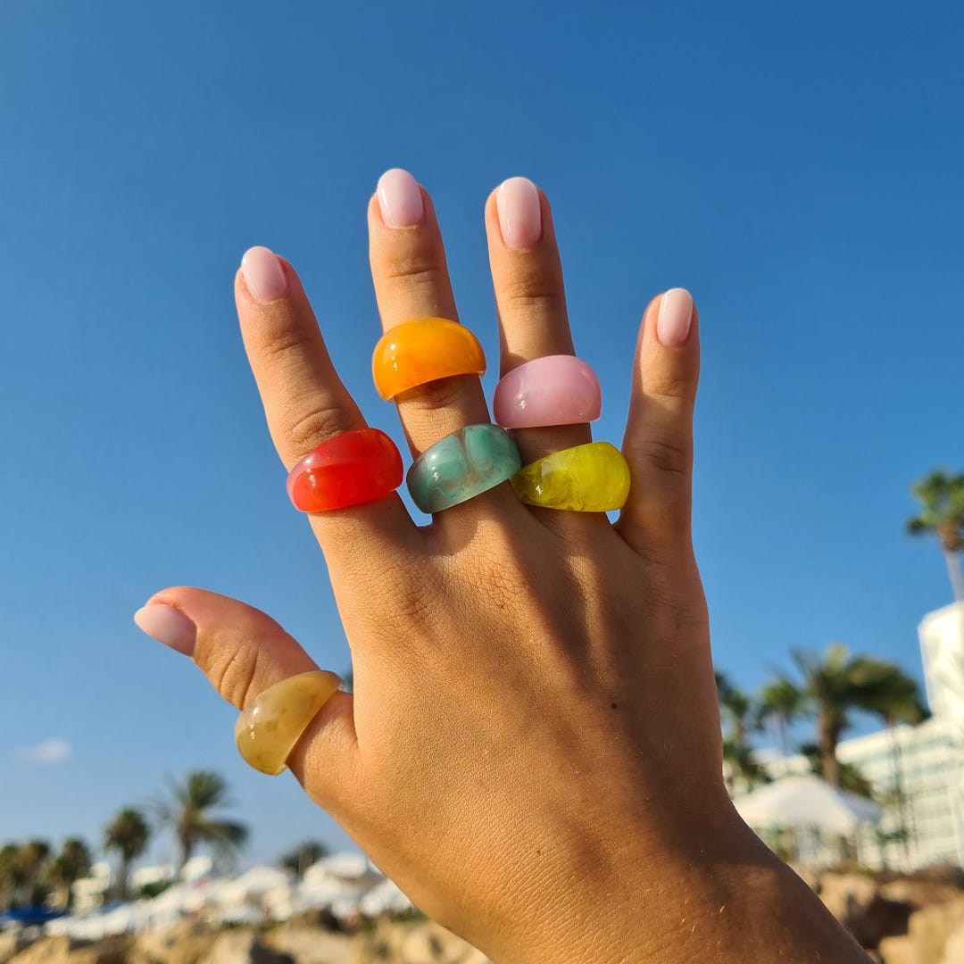 Colorful Chunky Rings, Resin Rings, Funky Rings, Y2k Rings, Acrylic ...