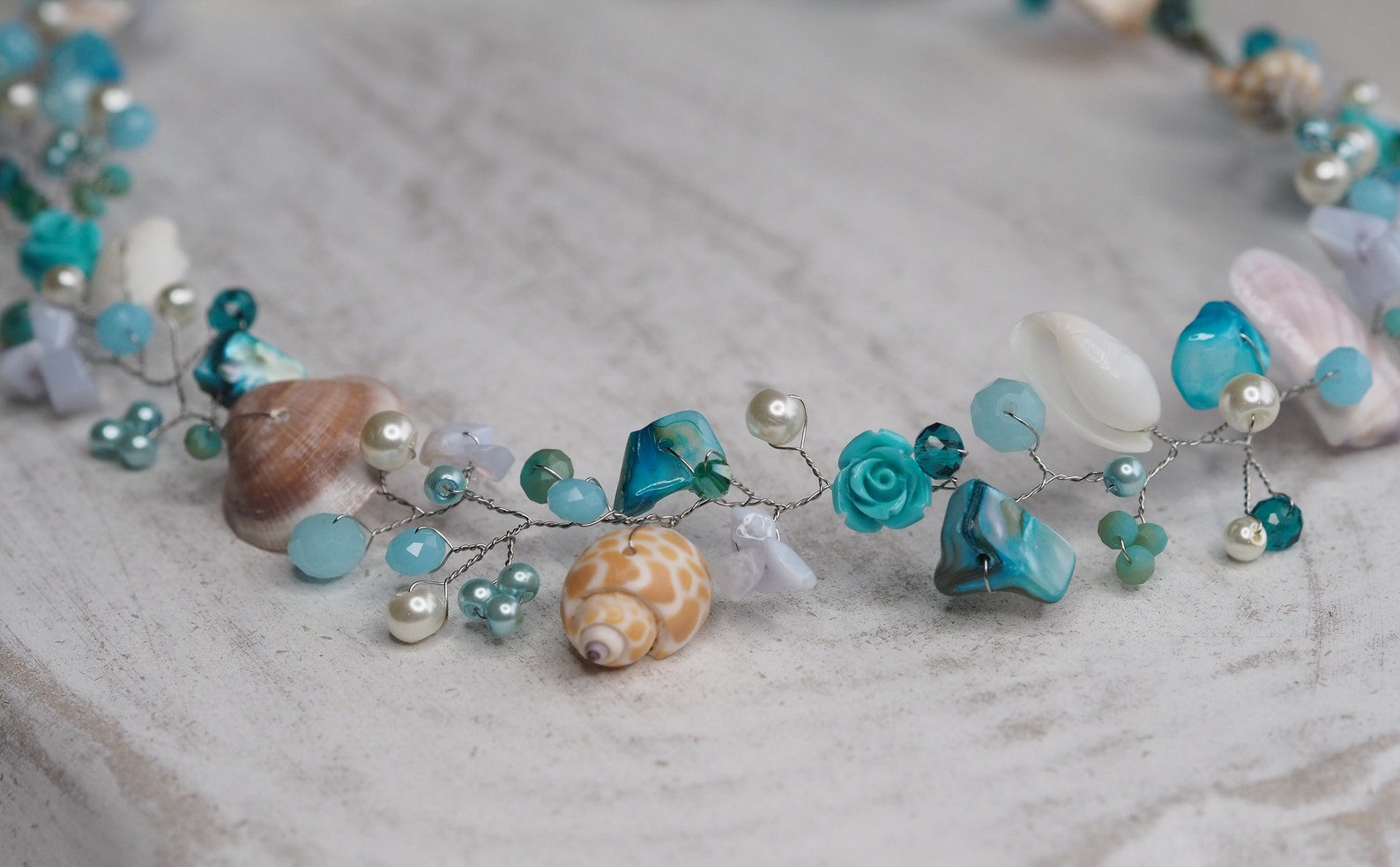 Seashell Headpiece Blue Beach Hairpiece Seashell Tiara Mermaid - Etsy