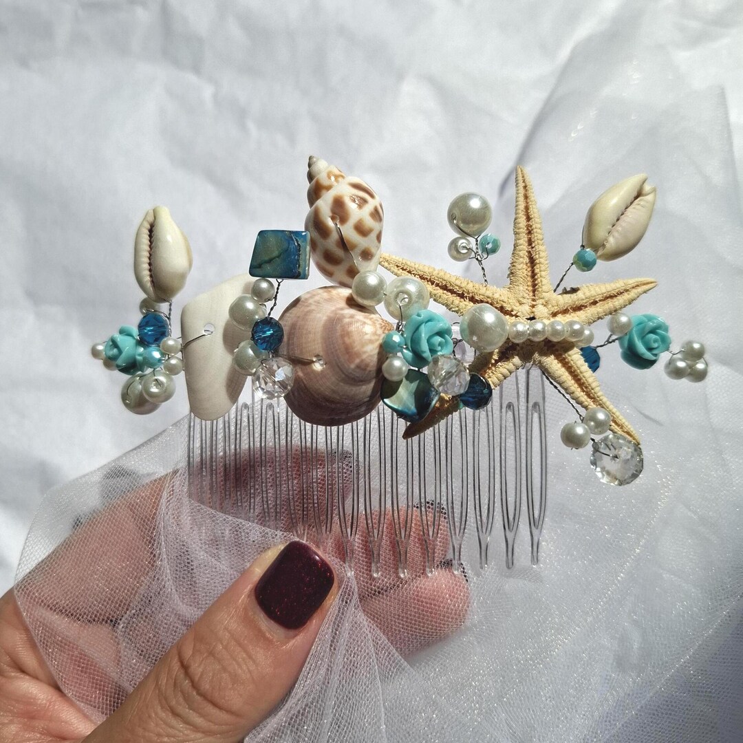 Beach Shells Hair Comb, Seahells Headpiece, Mermaid Hair Accessory, Sea ...
