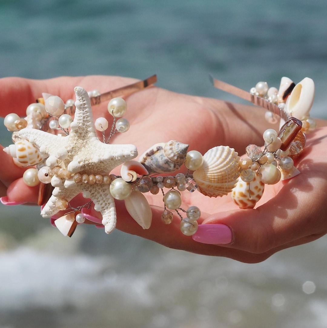 Beach Bridal Tiara, Wedding Seashell Headpiece, Starfish Crown, Beach ...