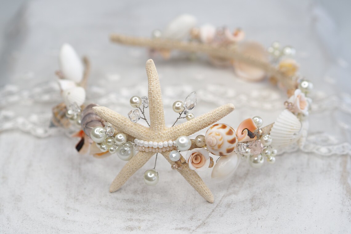 Beach bridal tiara Wedding shell headpiece Mermaid headband | Etsy