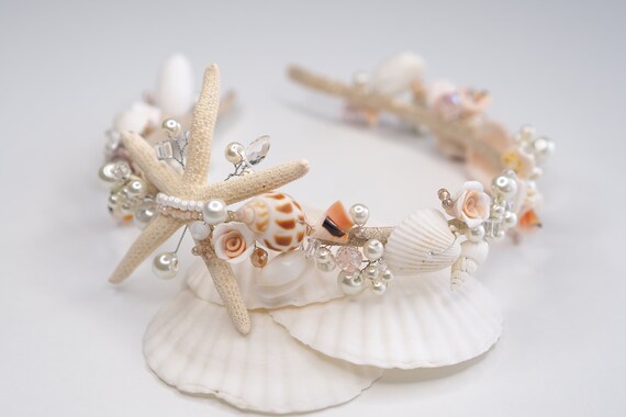 Beach bridal tiara Wedding shell headpiece Mermaid headband | Etsy