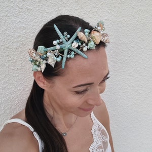 Starfish Headband, Mermaid Crown Costume, Blue Shells Tiara, Starfish ...