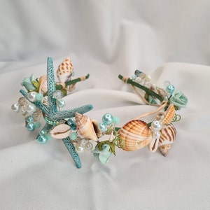 Starfish Headband, Mermaid Crown Costume, Blue Shells Tiara, Starfish ...