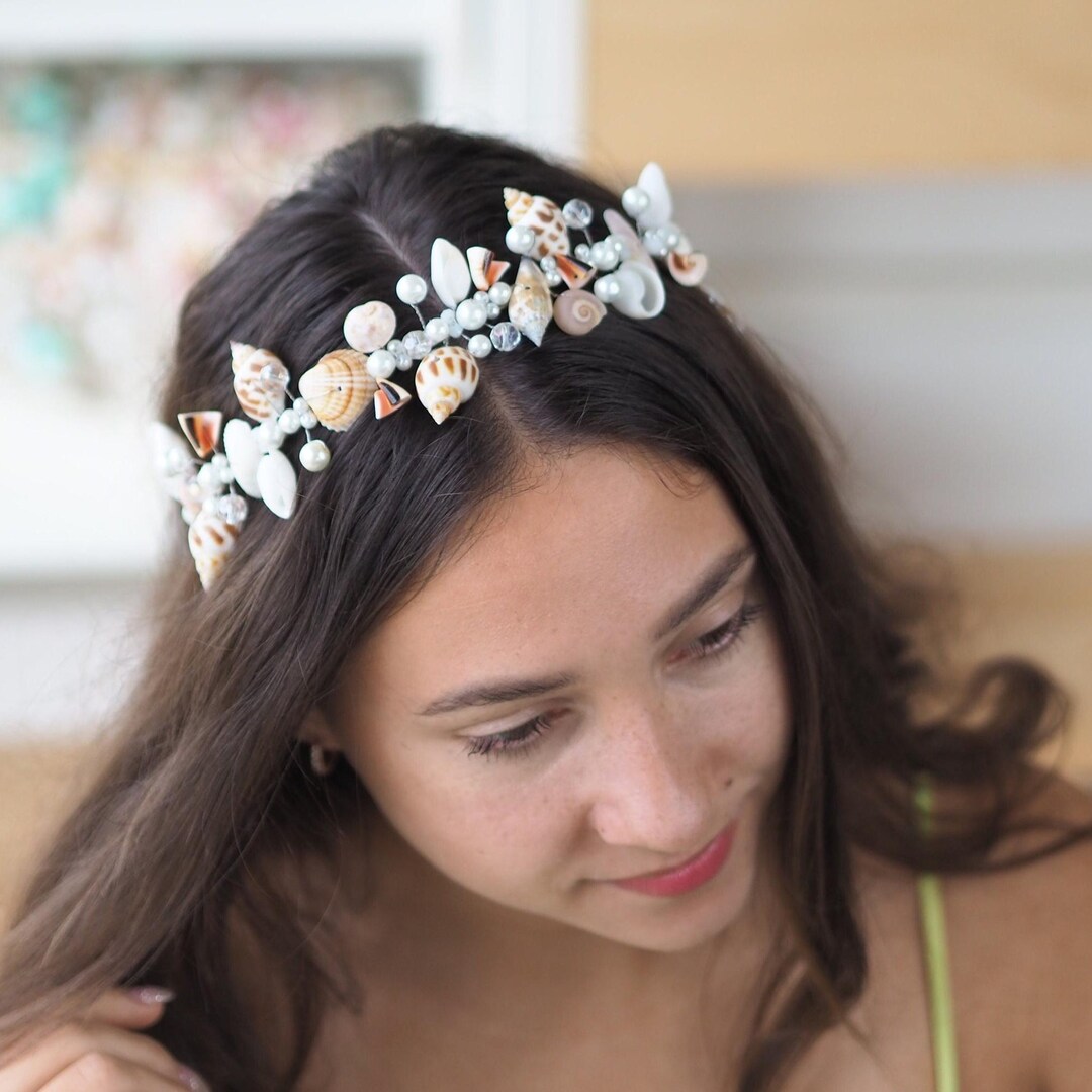Beach Tiara, Seashell Headpiece, Bridal Shells Crown, Beach Wedding ...