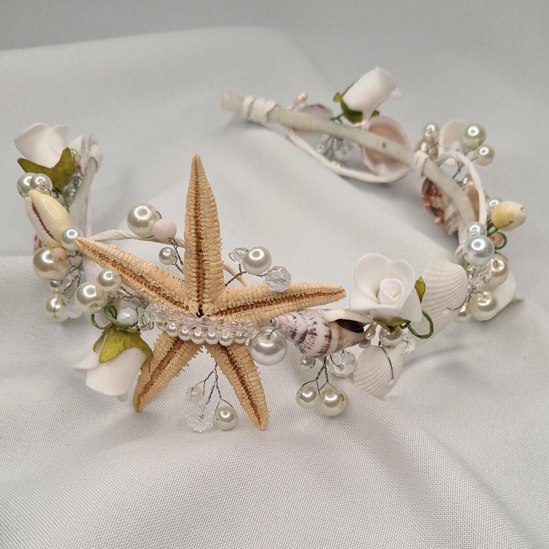 Mermaid Crown, Seashells Tiara, Wedding Shells Headpiece, White Beach ...