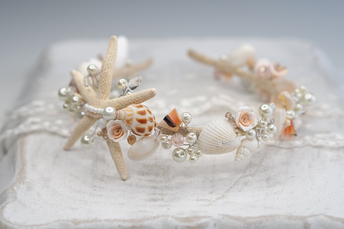Beach bridal tiara Wedding shell headpiece Mermaid headband | Etsy