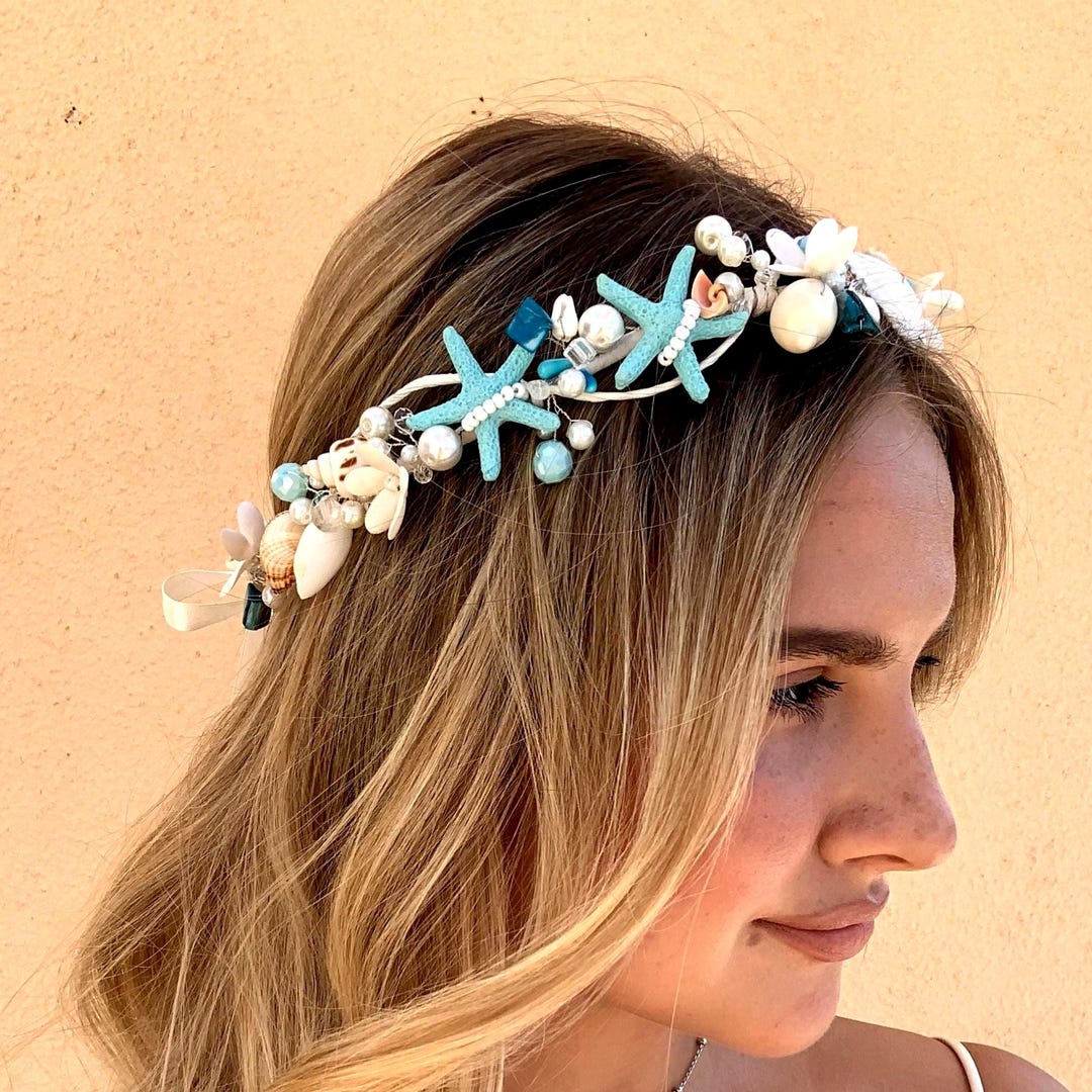 Beach Bridal Tiara, Wedding Seashell Headpiece, Starfish Wreath, Shells ...