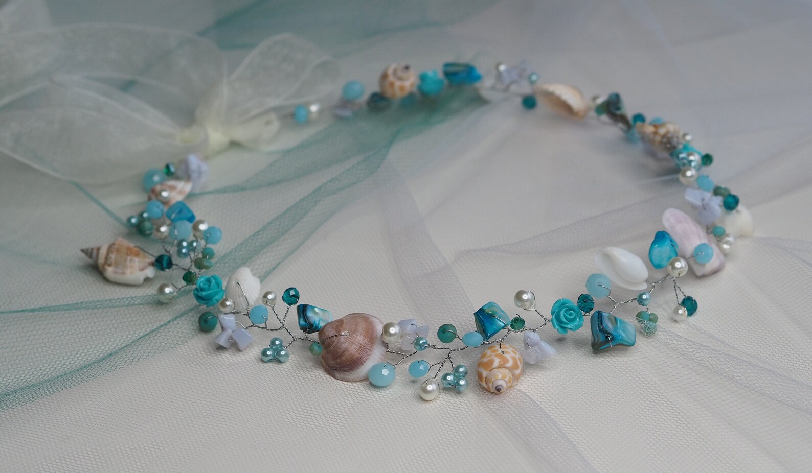 Seashell Headpiece Blue Beach Hairpiece Seashell Tiara Mermaid - Etsy