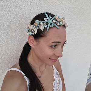 Starfish Headband, Mermaid Crown Costume, Blue Shells Tiara, Starfish ...