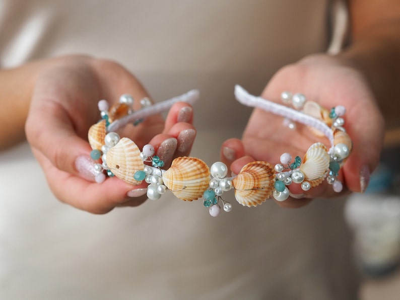Seashells Headpiece Bridal Shells Crown Pearl Tiara Wedding - Etsy