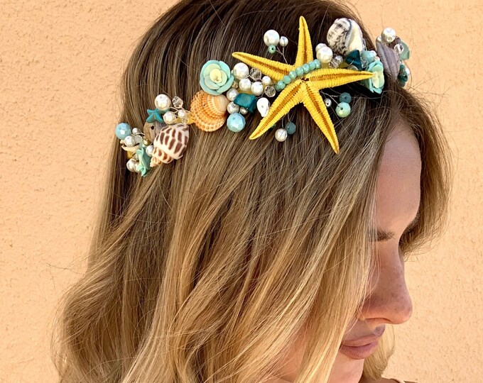 Seashell Headpiece Beach Wedding Hair Accessory Mermaid Crown - Etsy