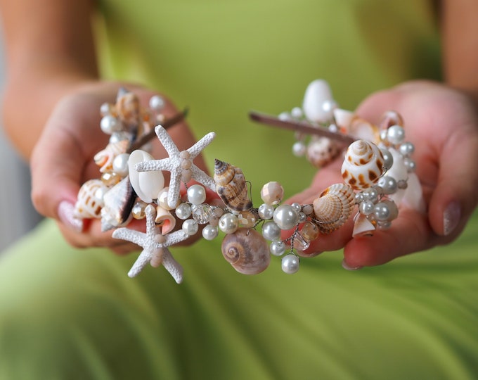 Beach Shells Tiara Seashell Headpiece Starfish Crown Beach - Etsy