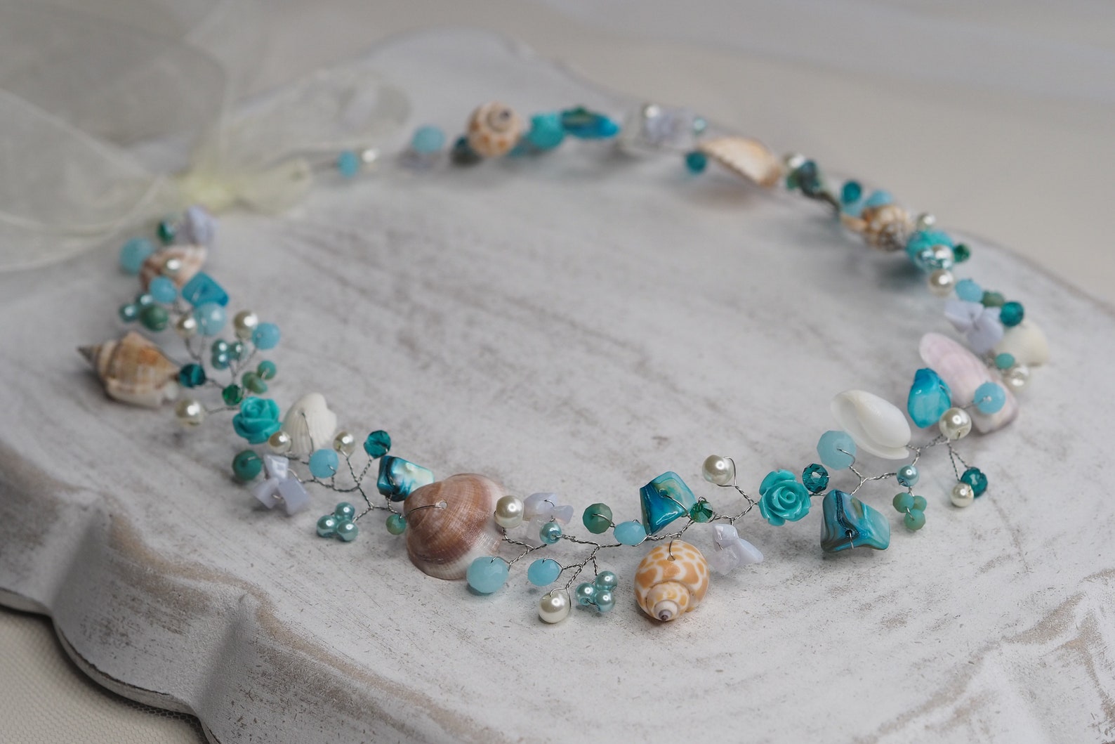 Seashell Headpiece Blue Beach Hairpiece Seashell Tiara Mermaid - Etsy