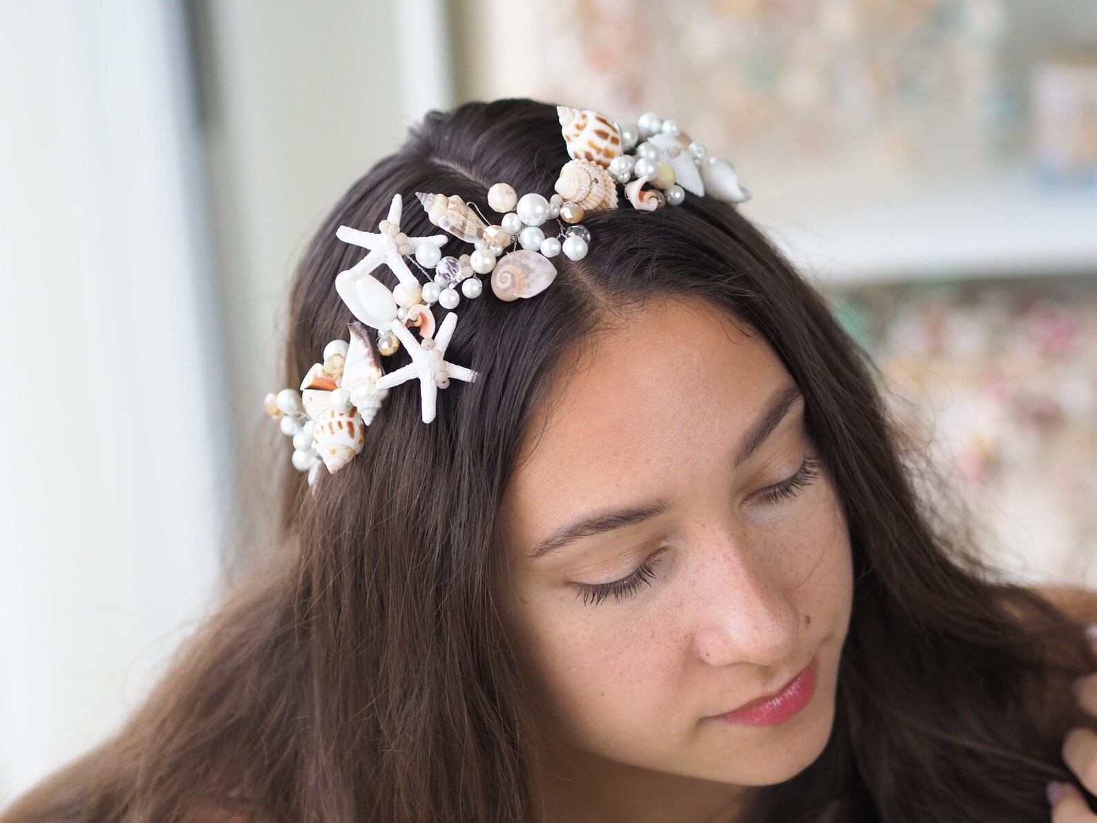 Beach Shells Tiara Seashell Headpiece Starfish Crown Beach | Etsy