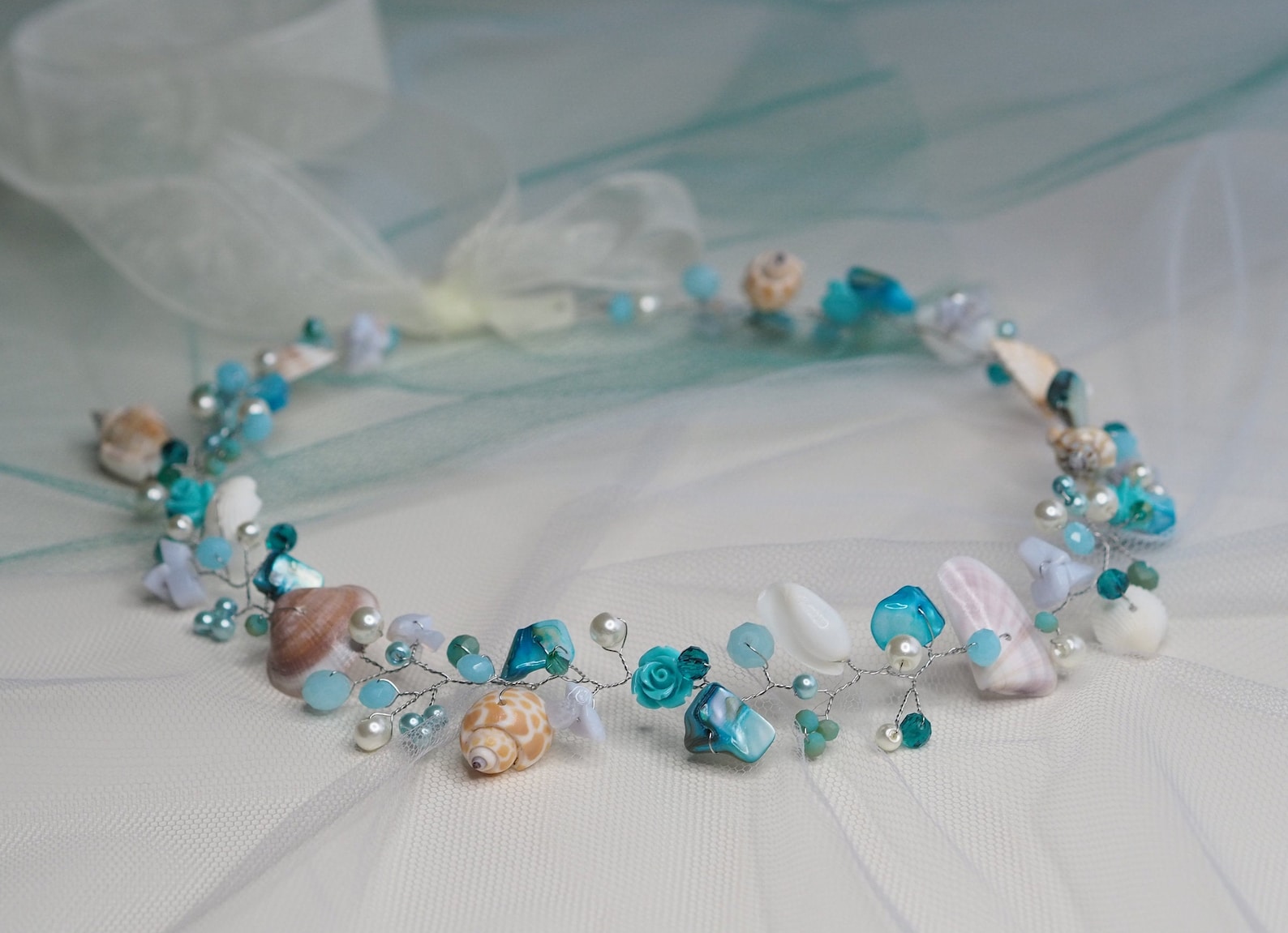 Seashell Headpiece Blue Beach Hairpiece Seashell Tiara Mermaid - Etsy