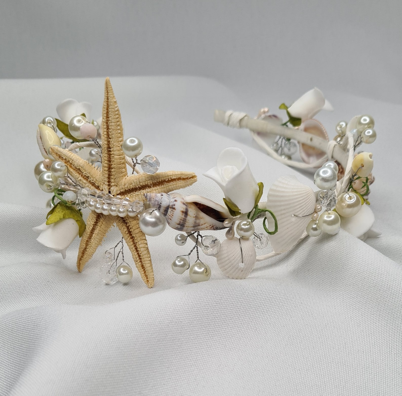 Beach Bridal Tiara, Wedding Shells Headpiece, Pearl Starfish Crown ...