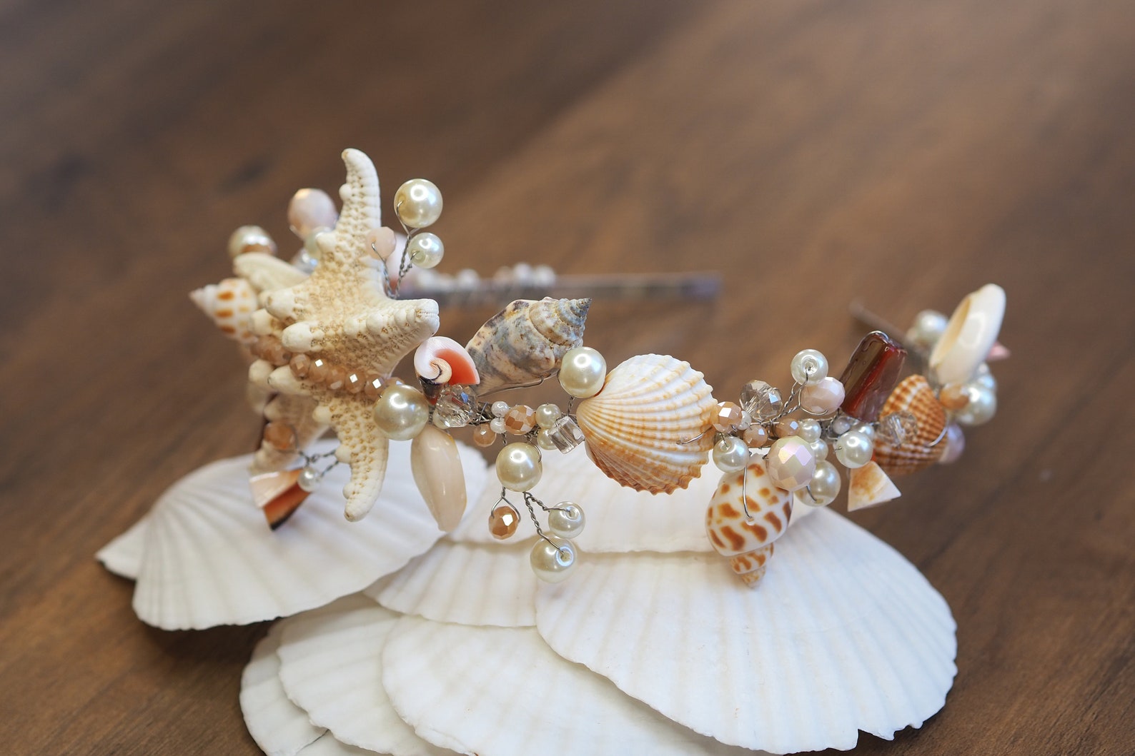 Beach Tiara Seashell Headpiece Mermaid Crown Shells Hair - Etsy
