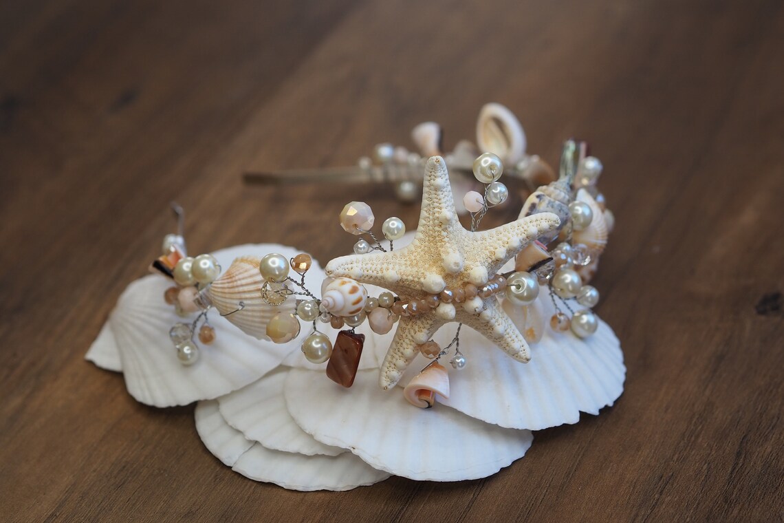Beach Tiara Seashell Headpiece Mermaid Crown Shells Hair - Etsy