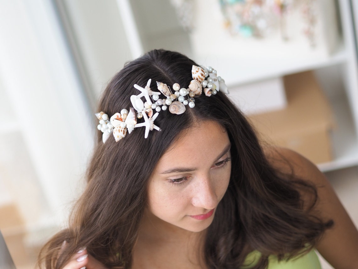 Beach Shells Tiara Seashell Headpiece Starfish Crown Beach | Etsy