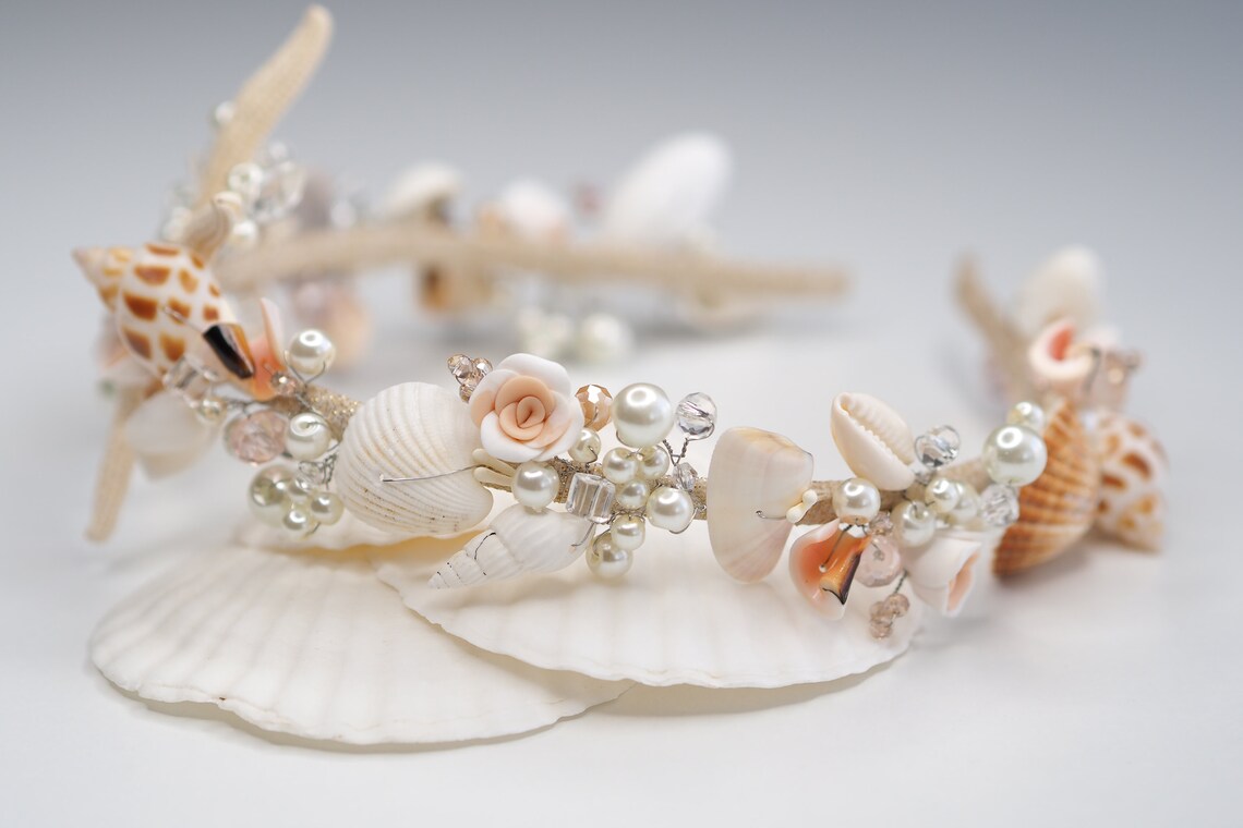 Beach bridal tiara Wedding shell headpiece Mermaid headband | Etsy