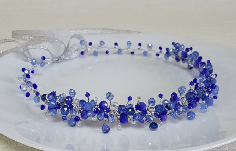 Sapphire Crystal Headpiece Blue Hair Accessory Blue Tiara - Etsy