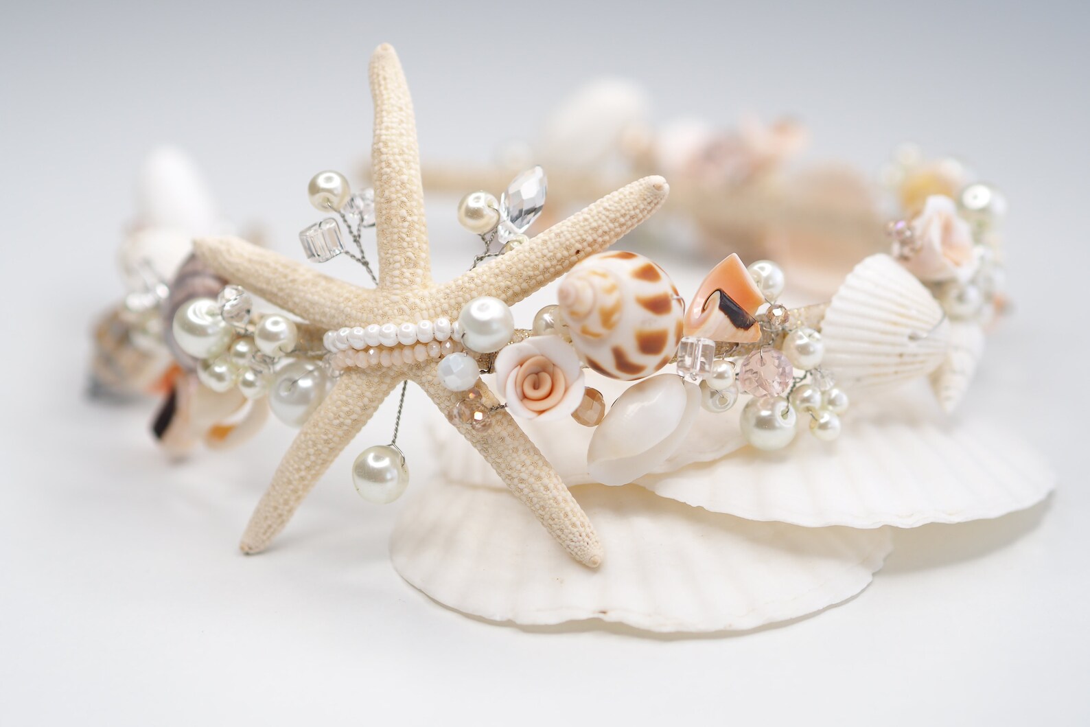 Beach bridal tiara Wedding shell headpiece Mermaid headband | Etsy