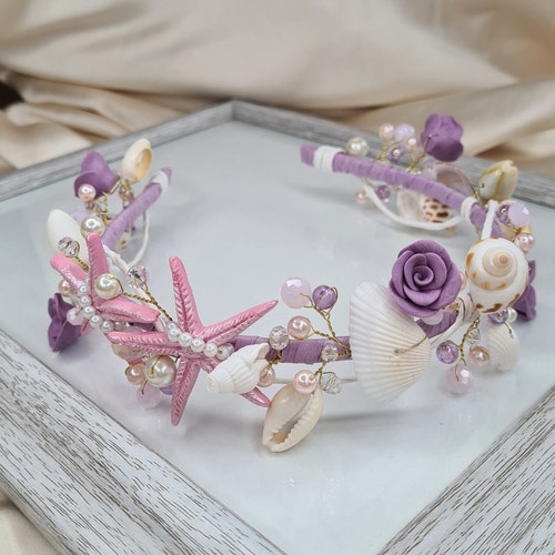 Beach Shells Tiara Seashell Headpiece Starfish Crown Beach - Etsy